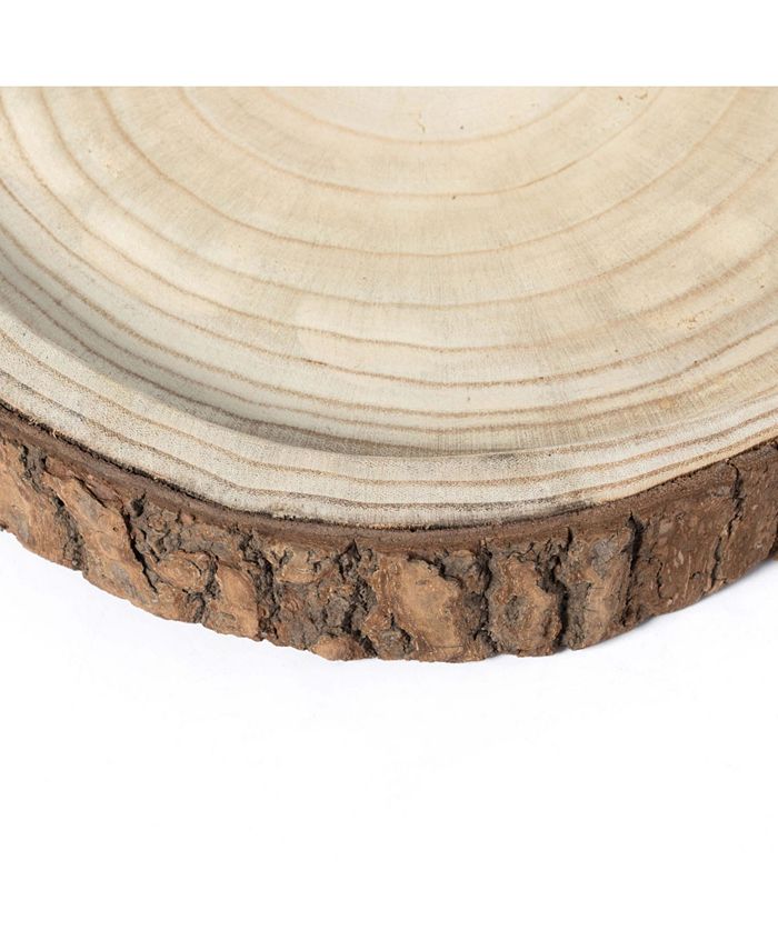 Vintiquewise Wood Tree Bark Indented Display Tray Serving Plate Platter ...
