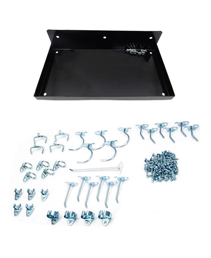 Triton Products Epoxy Coated Locking Steel Pegboard Shelf with 36 Piece ...