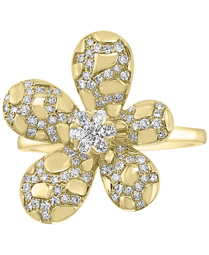 EFFY Collection EFFY® Diamond Flower Ring (1/2 ct. t.w.) in 14k Gold ...