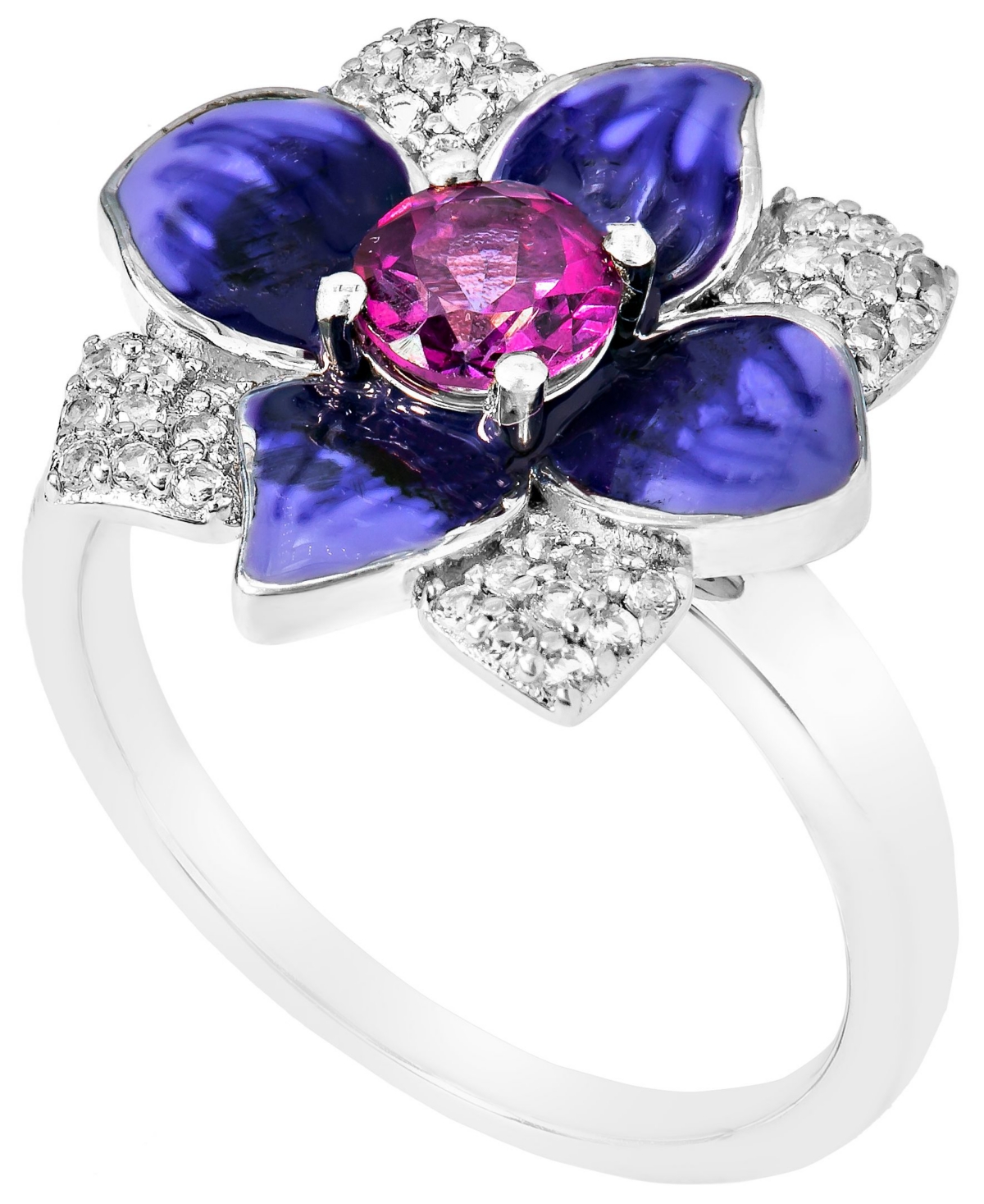 Click here for Womens Topaz Flower Ring in Sterling Silver - Purp... prices