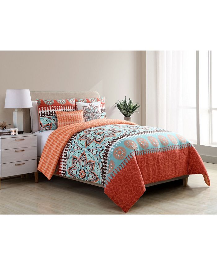 VCNY Home CLOSEOUT! Ezra Reversible Medallion 5 Piece Comforter Set ...