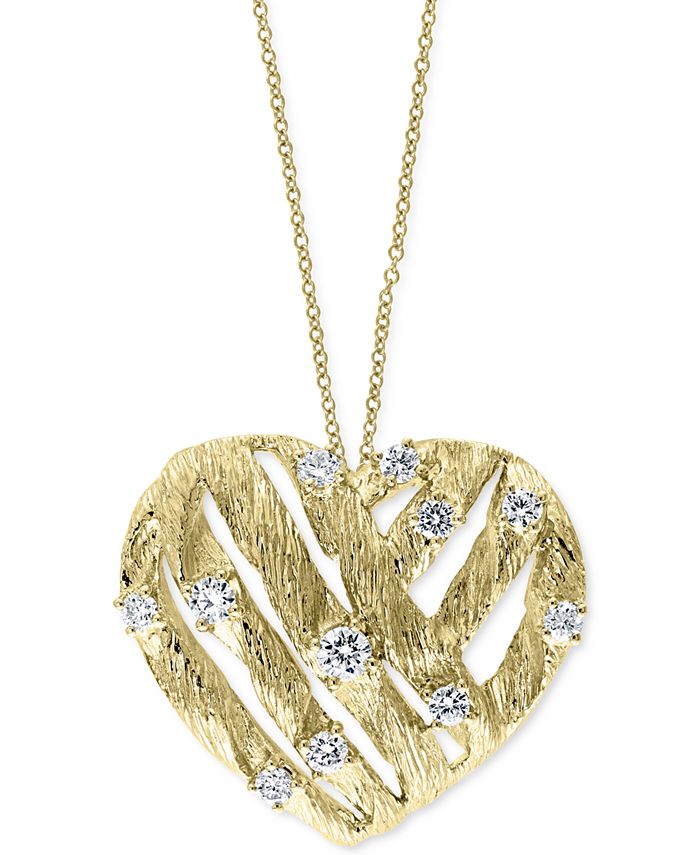 EFFY Collection EFFY® Diamond Textured Heart 18" Pendant Necklace (3/8 ...
