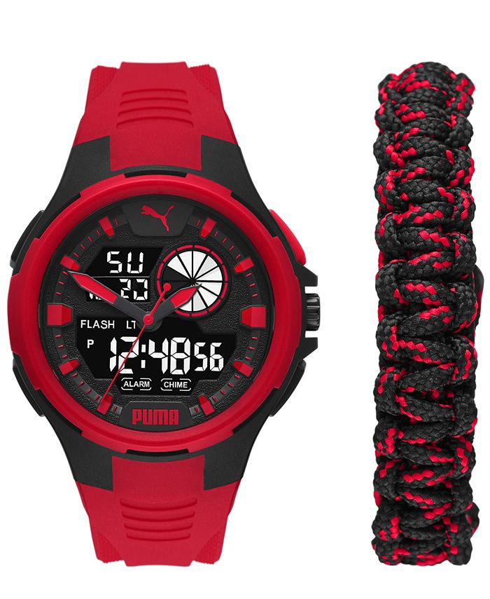Puma Men's Bold Analog-Digital Red Polyurethane Strap Watch 48mm Gift ...