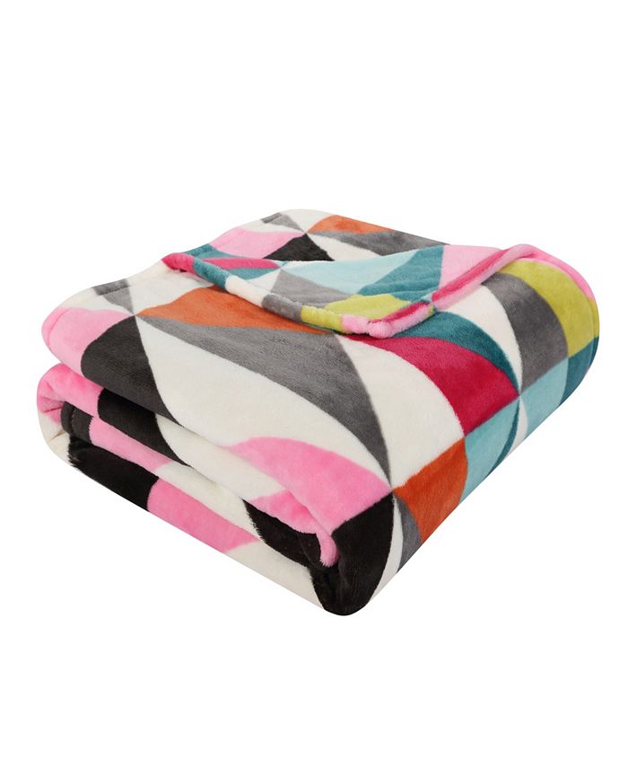VCNY Home Helen Geometric Printed Plush Throw Blanket - Macy's