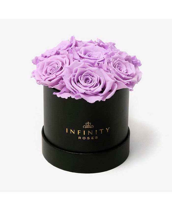 Infinity Roses Round Box of 7 Lavender Real Roses Preserved To Last ...