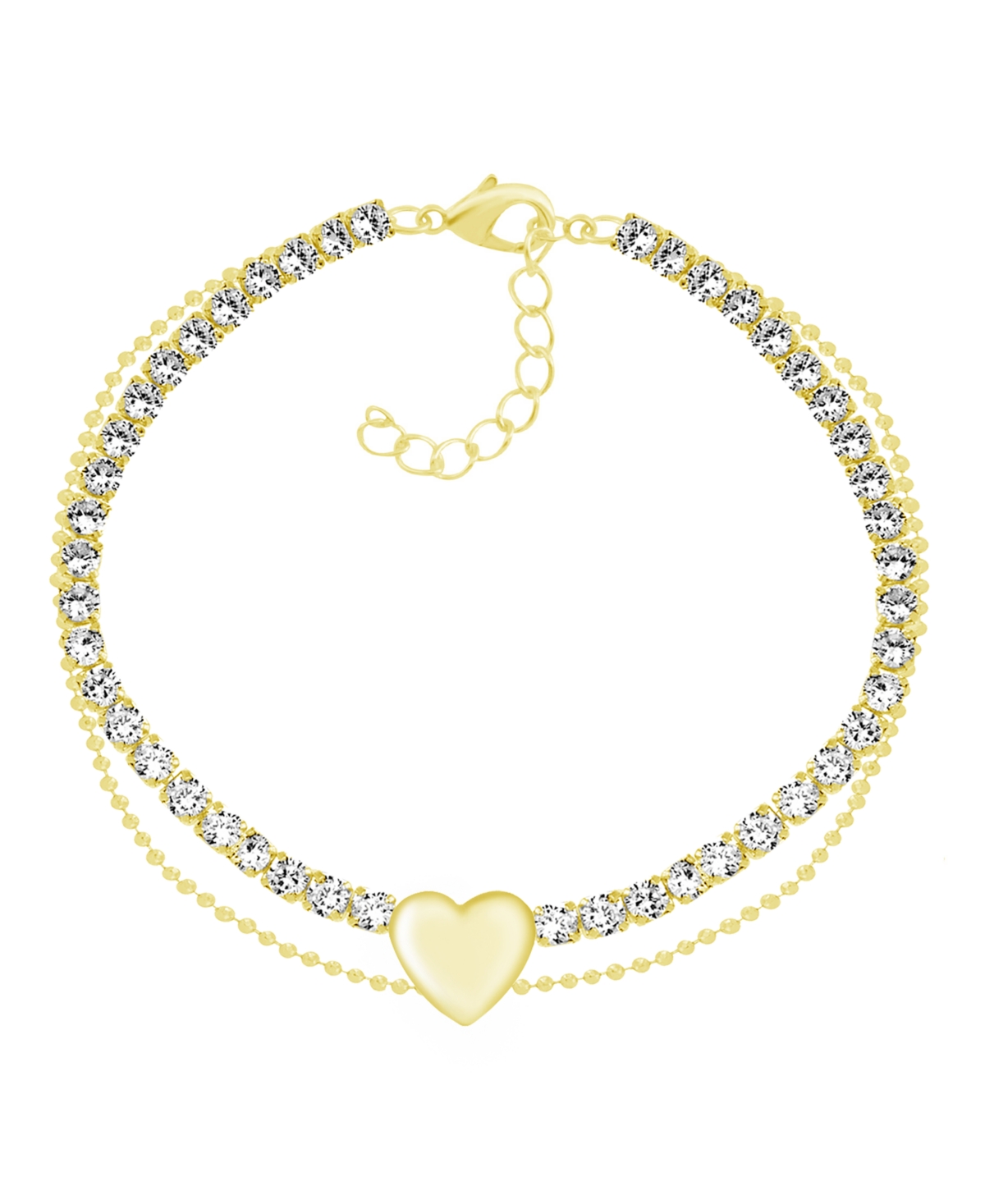 Click here for And Now This Crystal & Heart Double Row Ankle Brac... prices