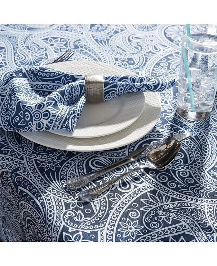 Design Imports Paisley Print Outdoor Tablecloth, 60 Round - Macy's