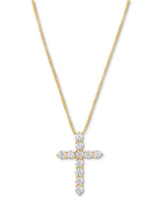 Arabella Cubic Zirconia Cross 18" Pendant Necklace - Macy's