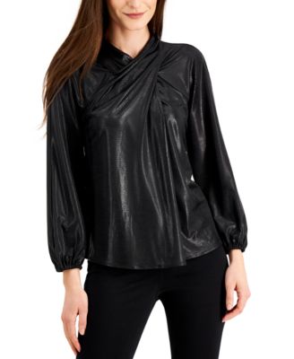 Alfani Printed High-Neck Top, Created for Macy's - Macy's