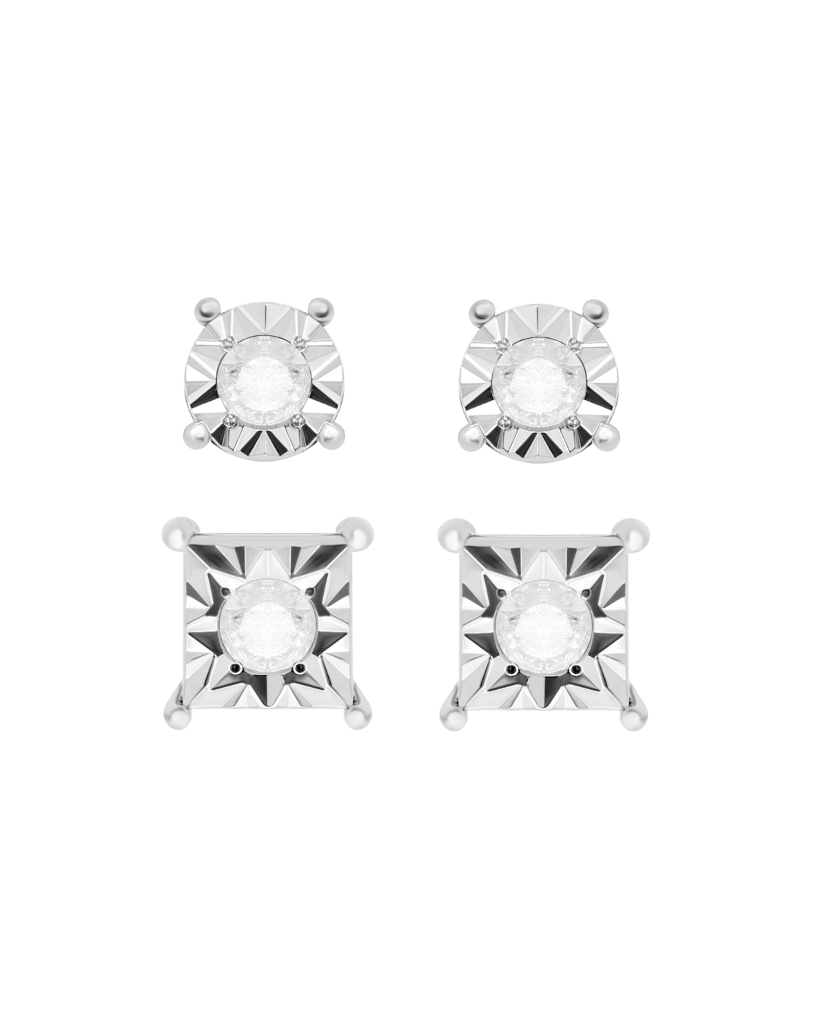 Click here for Diamond Round and Square Stud Earring Set ( 1/6 ct... prices
