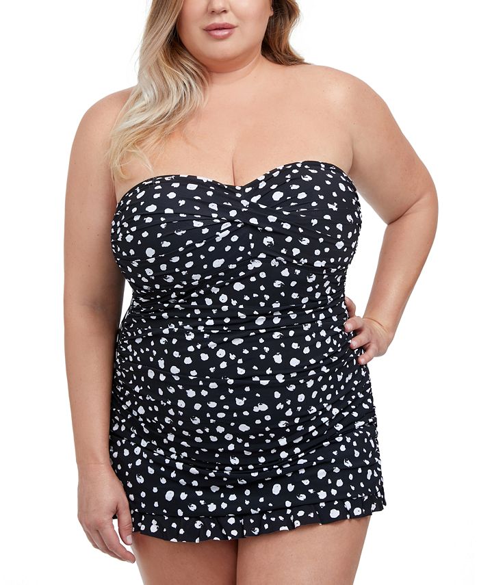 Profile by Gottex Plus Size Dotti Printed Swimdress - Macy's