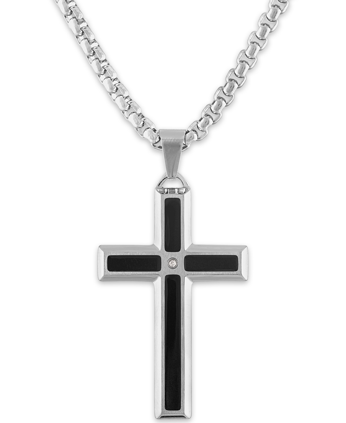 Click here for Mens Diamond Accent Black Enamel Cross 24 Pendant... prices
