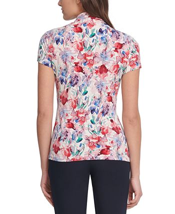 DKNY Ruched Floral-Print Top - Macy's