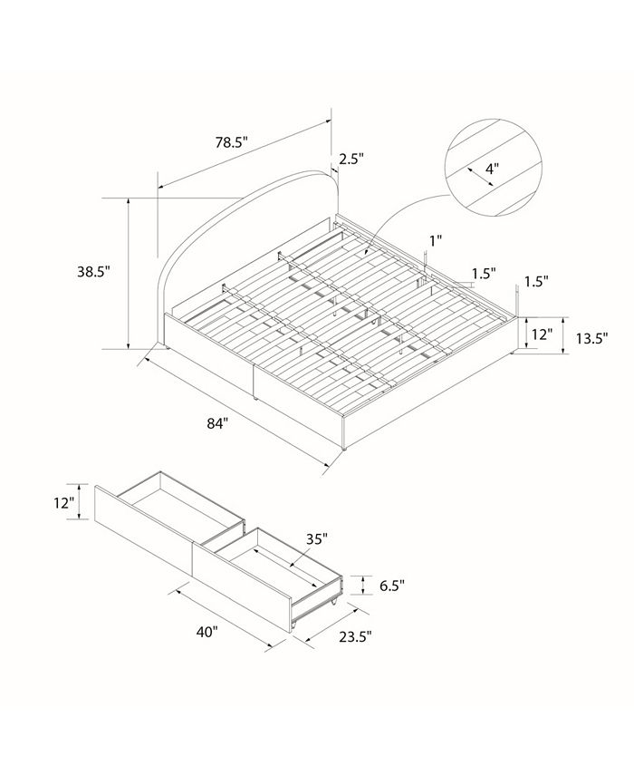 Mr. Kate Moon Upholstered Bed with Storage, King - Macy's