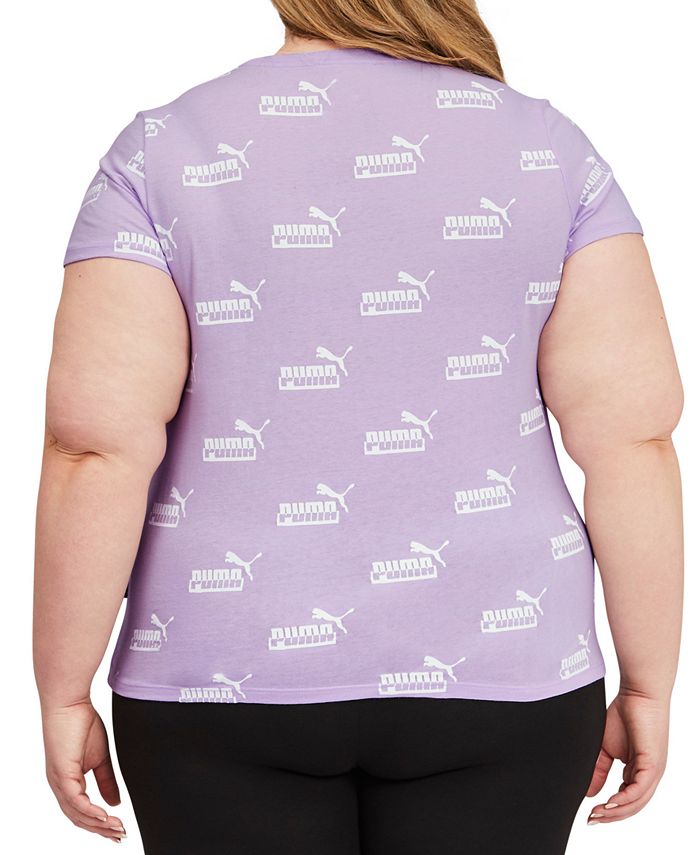Puma Women's Plus Size Cotton Amplified Allover Logo-Print T-Shirt ...