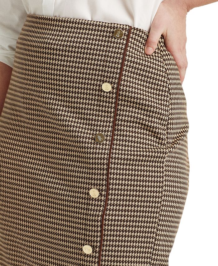 Lauren Ralph Lauren Plus Size Houndstooth-Print Skirt - Macy's