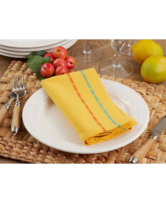 Saro Lifestyle Table Napkins with Dobby Border Design, Set of 4, 18" x ...