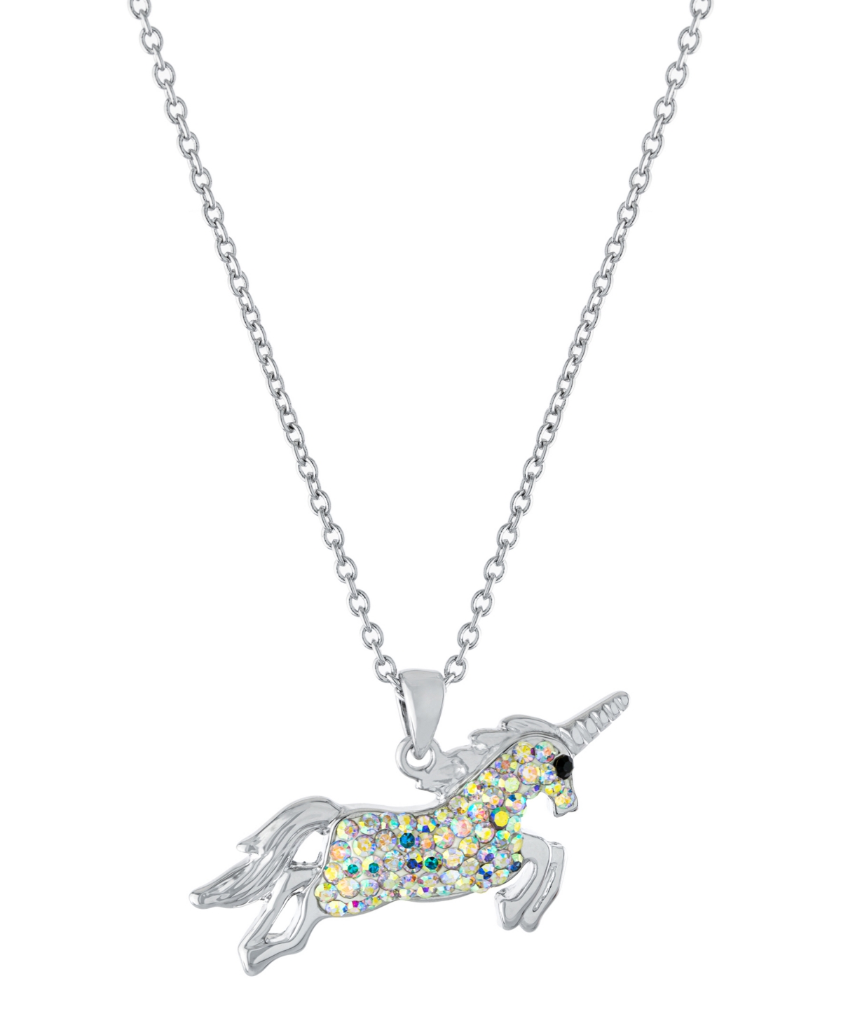 Click here for Crystal Unicorn Pendant 16+2 Extender Chain In Sil... prices