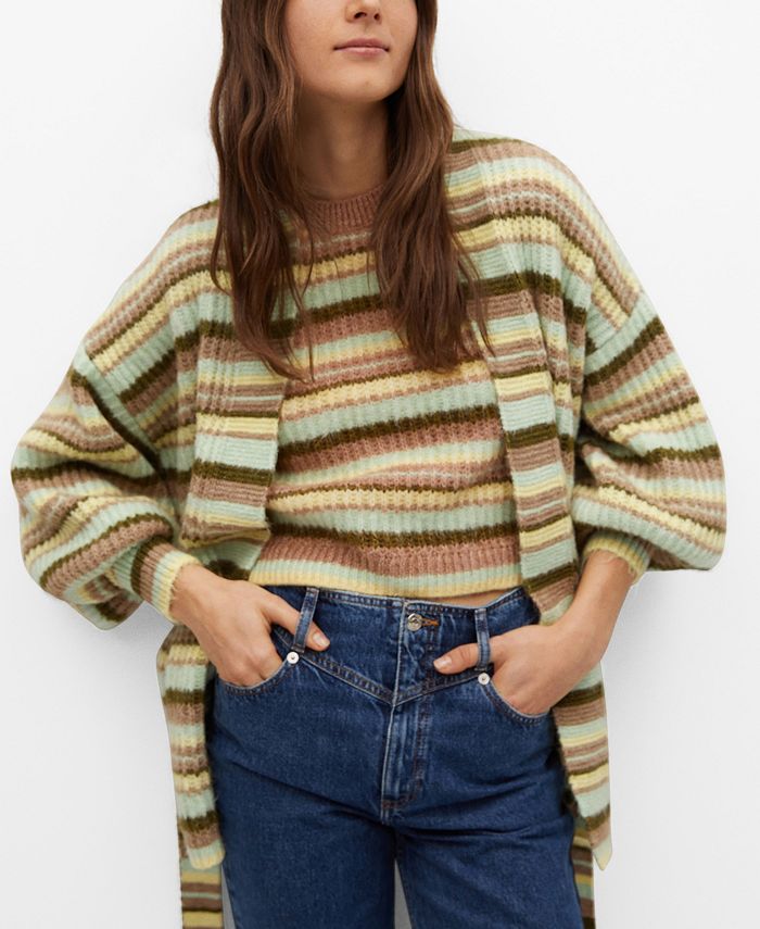 MANGO Women's Oversize Striped Cardigan - Macy's