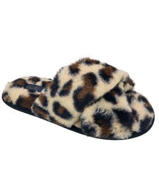 RACHEL Rachel Roy Women's Cheetah Faux Fur Crossband Slippers - Macy's