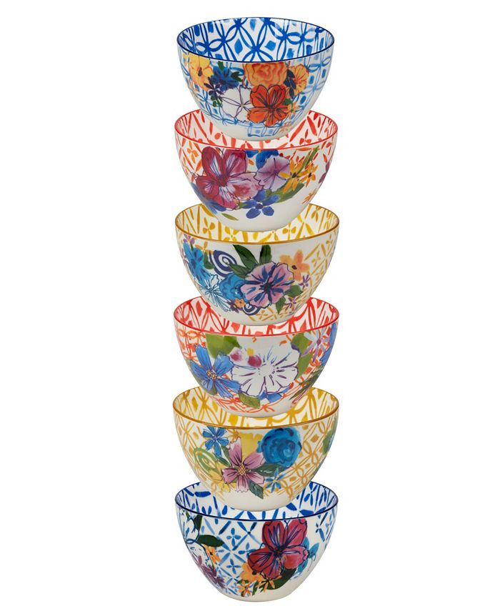Certified International Flower Power Set of 6 All Purpose Bowl - Macy's