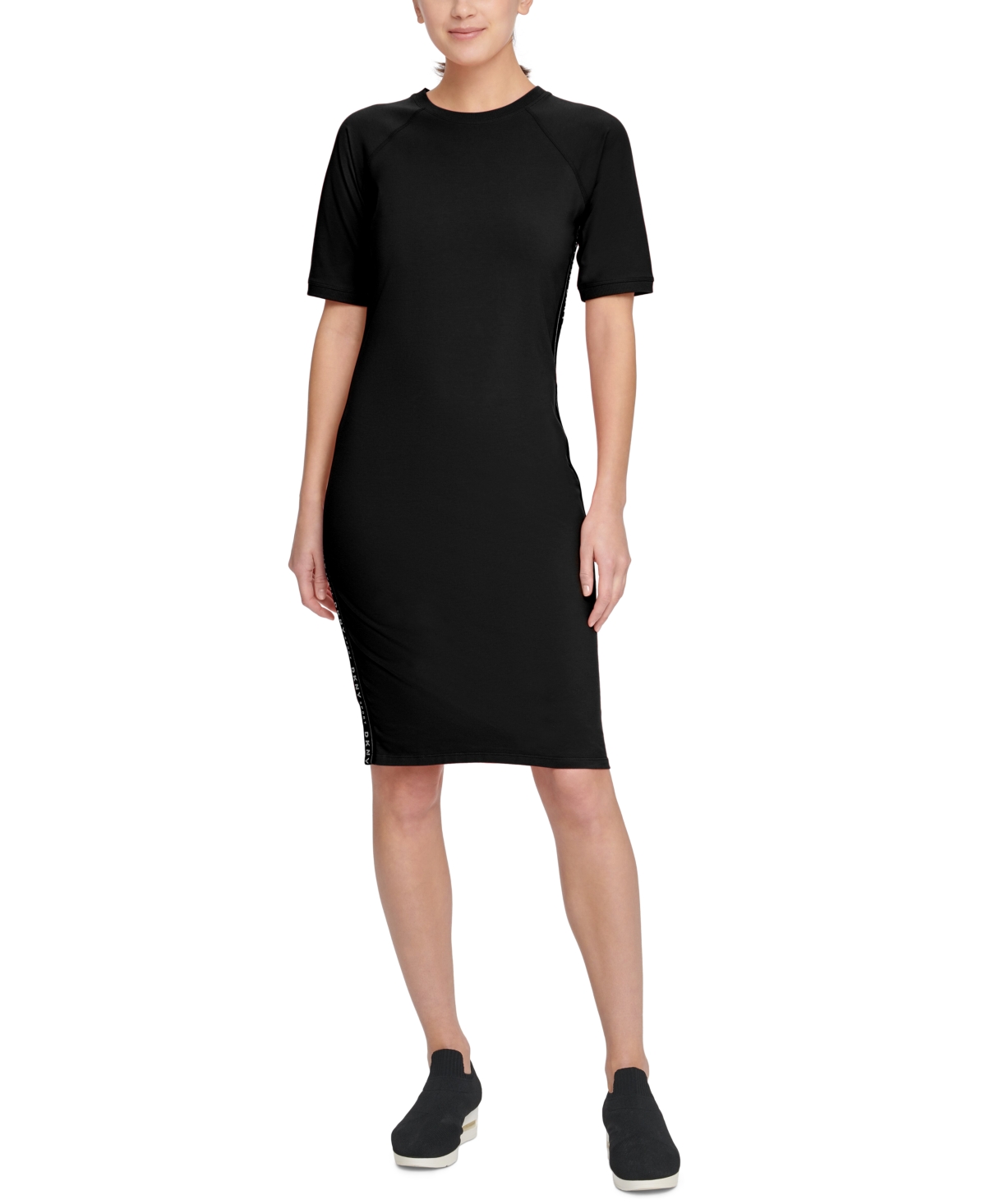 Click here for Dkny Sport Logo-Stripe Midi Dress - Black prices