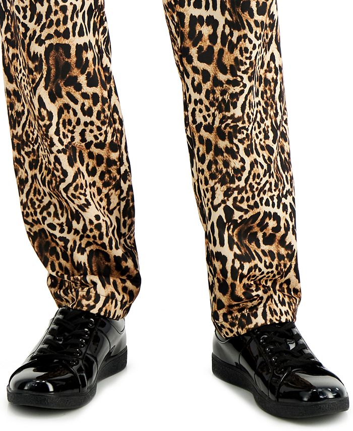 INC International Concepts Men's Regular-Fit Leopard-Print Track Pants ...