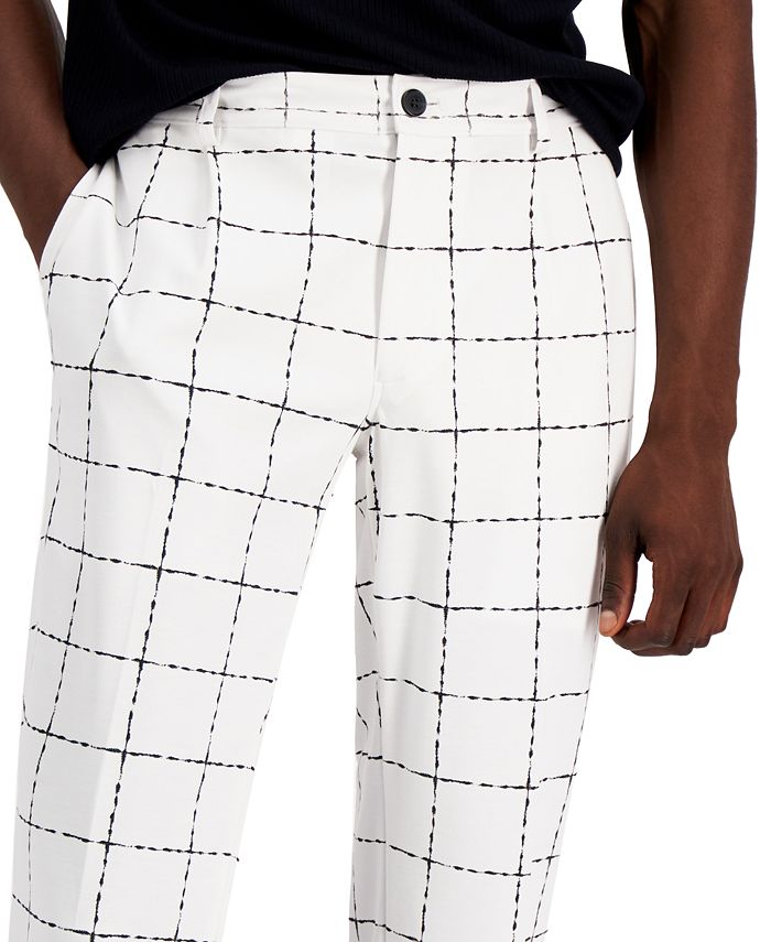 INC International Concepts Men's Slim-Fit Grid-Print Pleated Dress ...