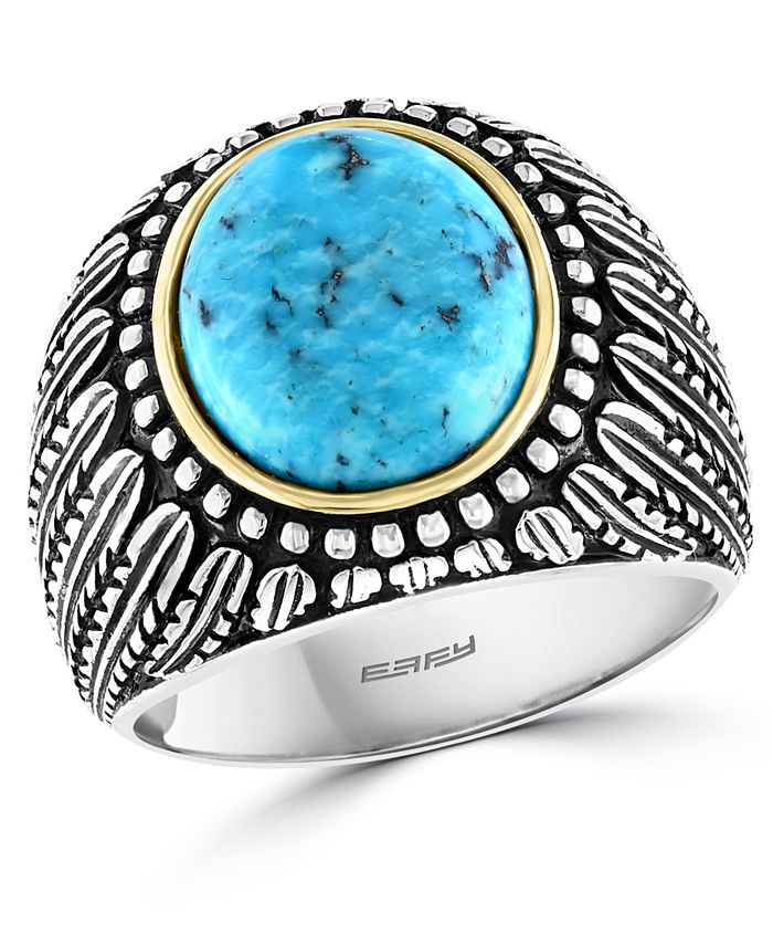 EFFY Collection EFFY® Men's Turquoise Dome Ring in Sterling Silver ...