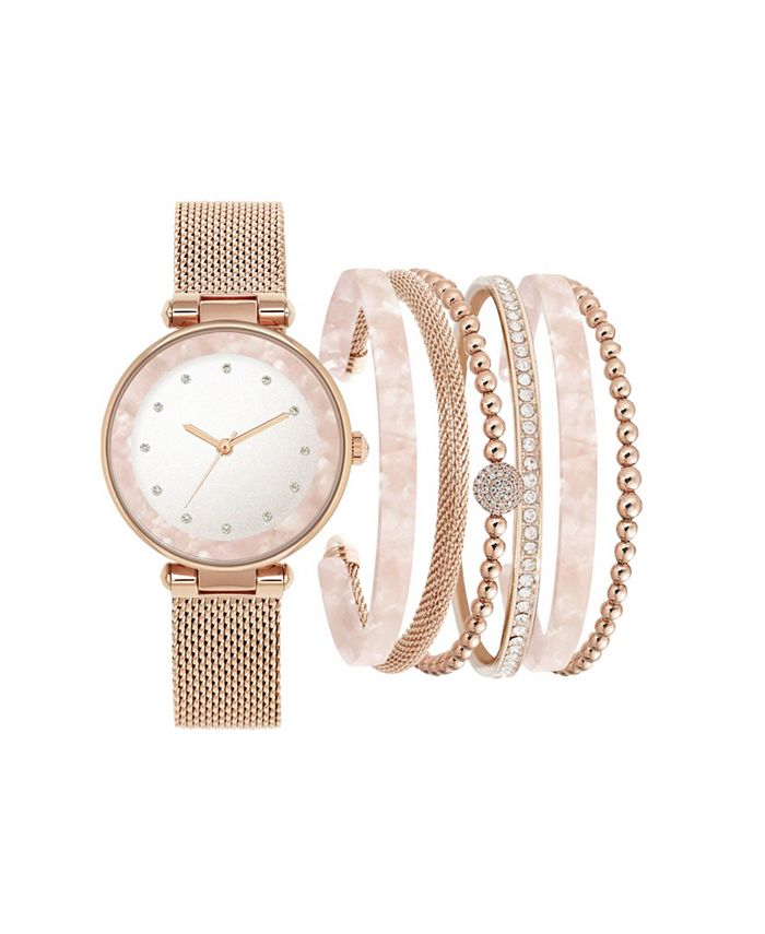Jessica Carlyle Women's Rose Gold-Tone Metal Multiple Strap Watch 37mm ...