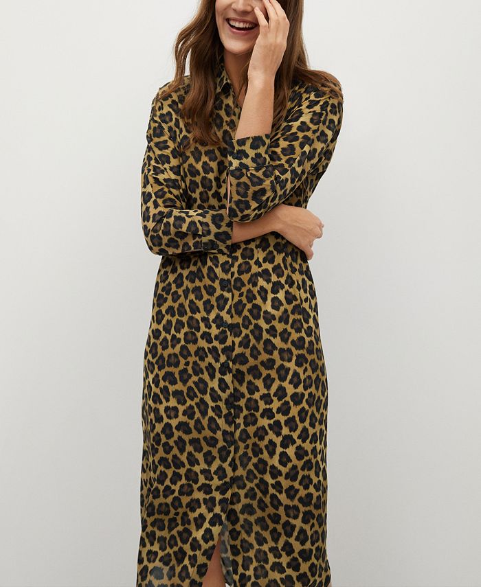MANGO Leopard-Print Shirt Dress - Macy's