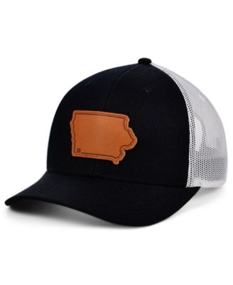 Local Crowns Iowa Black White Leather State Patch Curved Trucker Cap ...