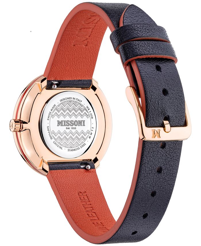 Missoni Women's Swiss M1 Interchangeable Black & Metallic Leather Strap ...