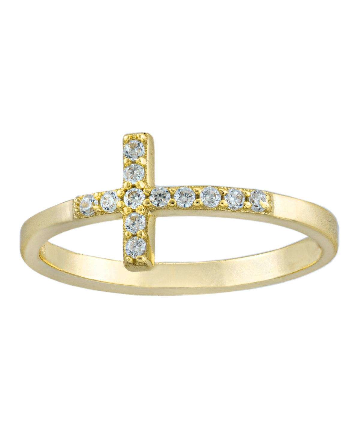Click here for Pave Crystal Thin Cross Ring in Sterling Silver -... prices