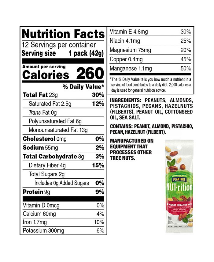 Planters Nut Rition Heart Healthy Nut Mix 15 Oz 12 Count Macys