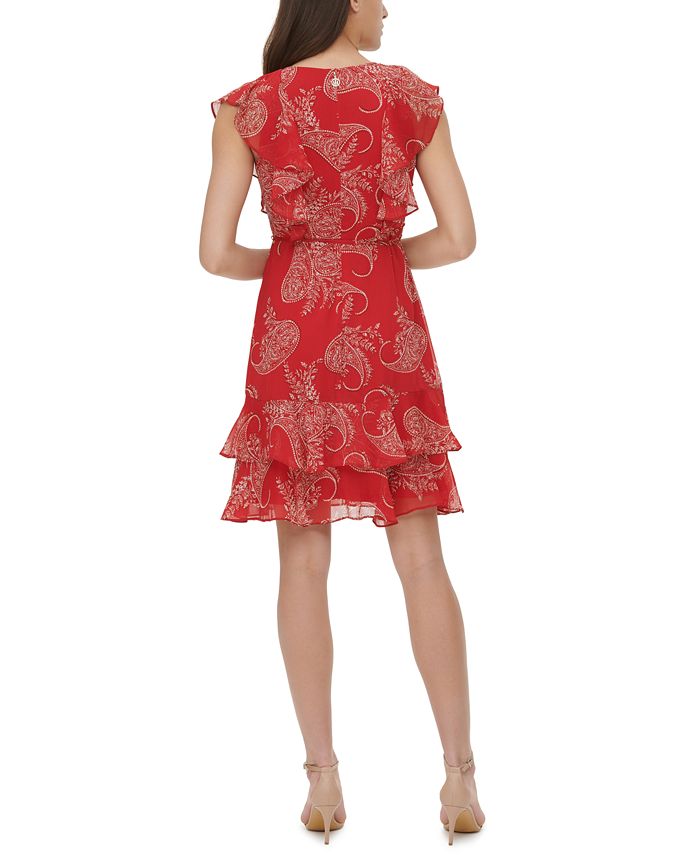 Tommy Hilfiger Ruffled Paisley Chiffon Dress - Macy's