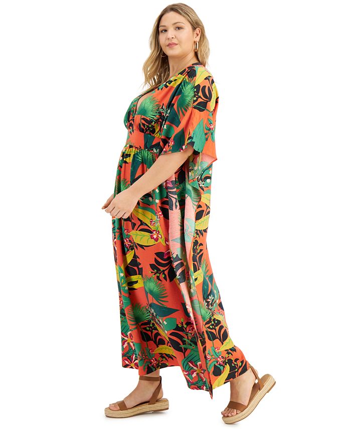 Inc International Concepts Plus Size Printed Dolman Sleeve Kimono Dress