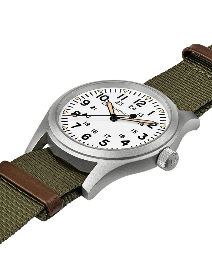 Hamilton Men's Swiss Khaki Field Green Textile Strap Watch 42mm - Macy's