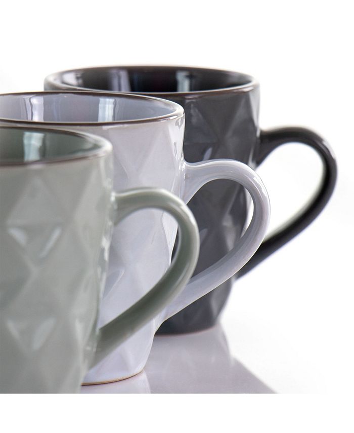 Elama Diamond Waves Mug Set with Stand, 6 Pieces - Macy's