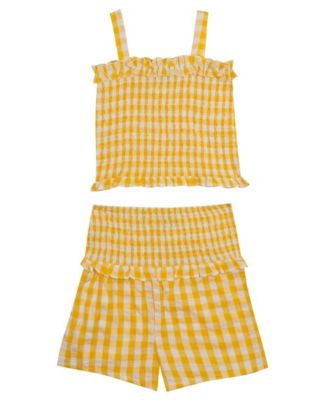 Little Girls Gingham Shorts Set - Macy's