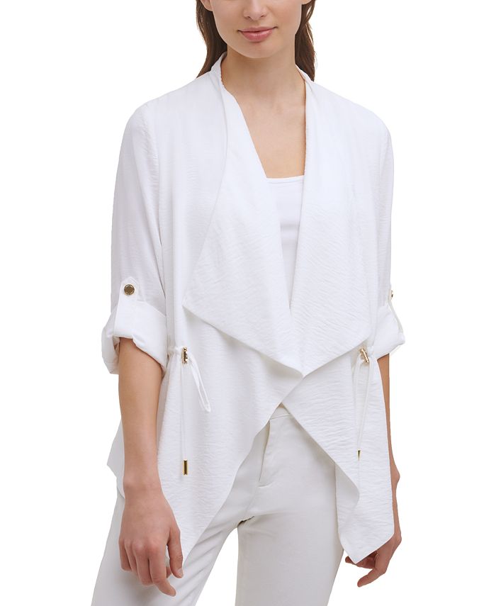 Calvin Klein Cinch-Waist Flyaway Jacket - Macy's