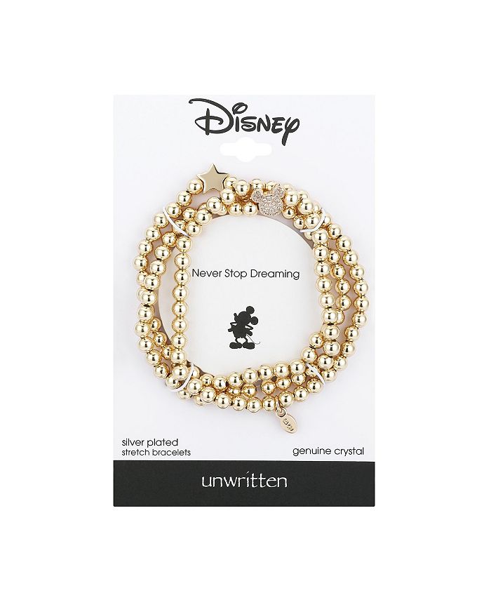 Disney Gold Flash-Plated Mickey Mouse Bead Bracelet Trio - Macy's