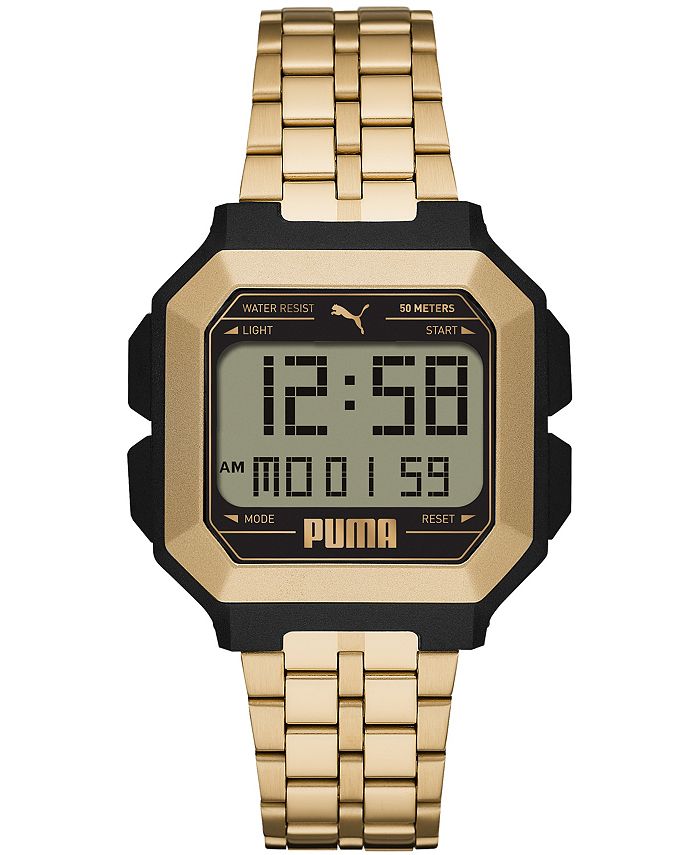 Puma Remix LCD, Gold-Tone Stainless Steel Watch,P5052 - Macy's