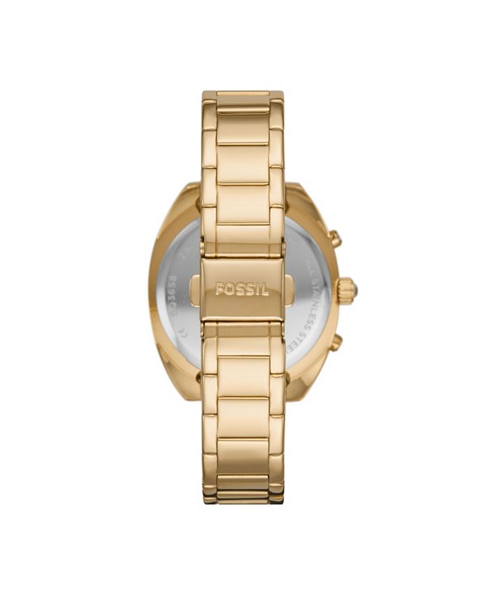 Fossil Ladies Vale Chronograph, gold tone stainless steel watch 34mm ...