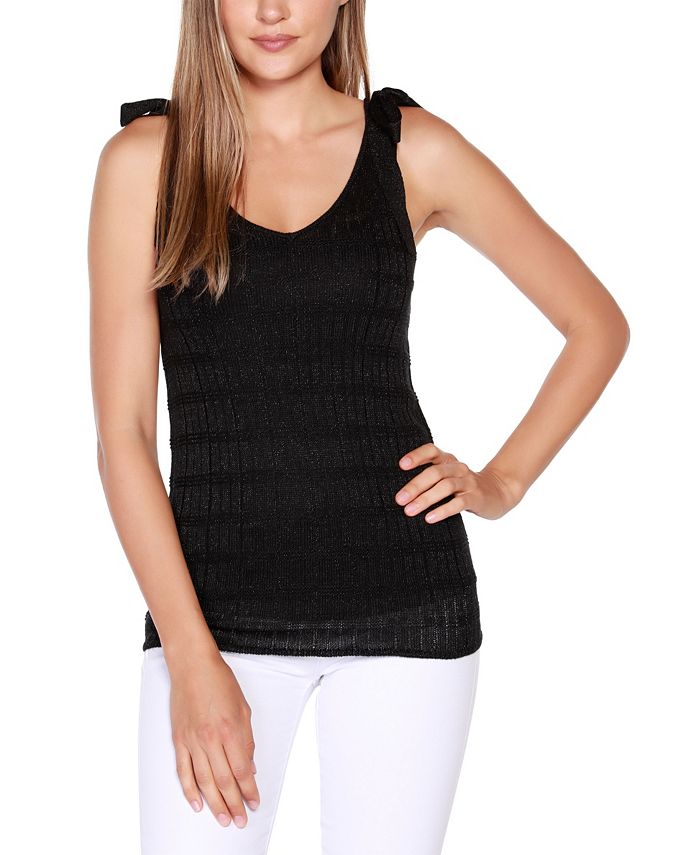 Belldini Black Label Petite V-Neck Sweater Tank with Shoulder Ties - Macy's