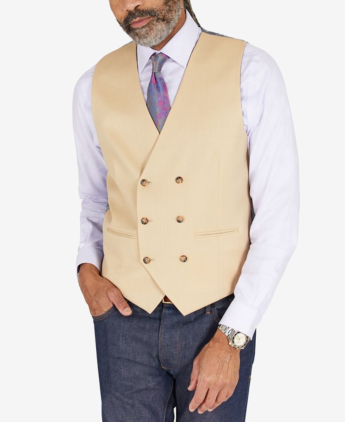 Tayion Collection Men's Classic-Fit Blue & Tan Jacquard Reversible ...