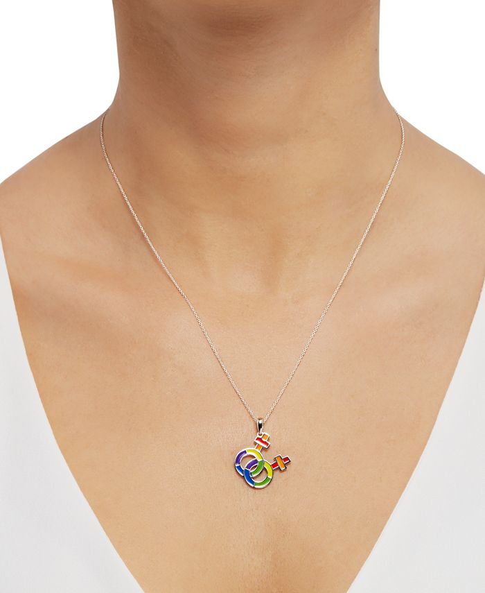 Macy's Pride Rainbow Interlocking Women's Symbol 18" Pendant Necklace ...