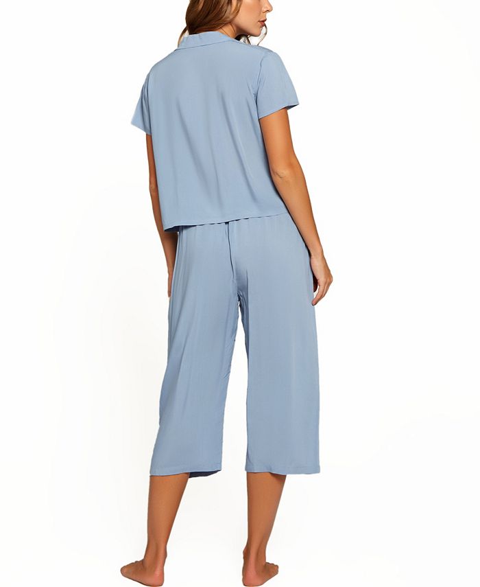 iCollection Women's Renee Ultra Soft Rayon Wide Leg Lounge Capri ...