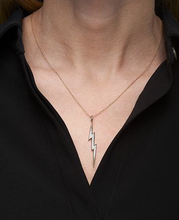 Wrapped Diamond Lightening Bolt 20" Pendant Necklace (1/10 ct. t.w.) in ...