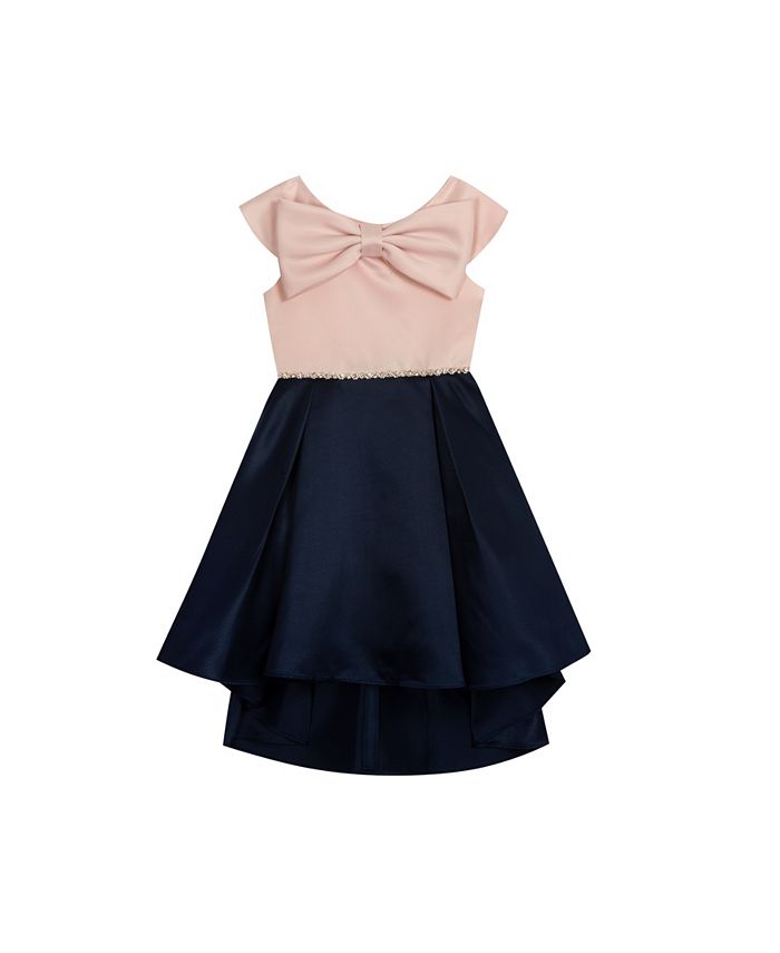 Rare Editions Little Girls Color Block Dress with Bow Bodice and Hi Low ...